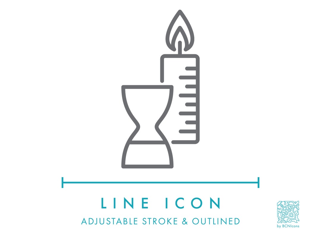 Burning Time Candle Line Icon SVG, Minimalist Candle Packaging Clip Art ...