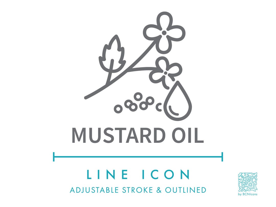 Mustard Oil Line Icon SVG, Mustard Plant Oil Natural Food & Cosmetics ...