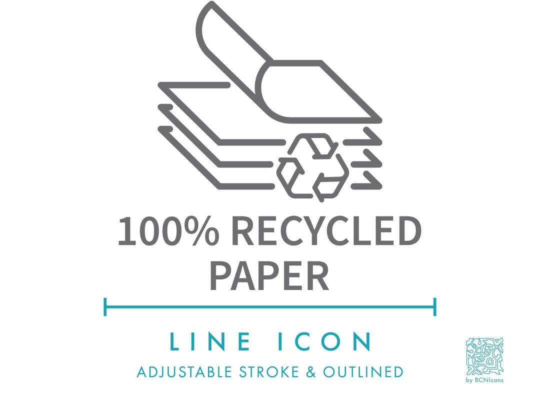 100% Recycled Paper Line Icon SVG, Eco Friendly Product Packaging Icon ...