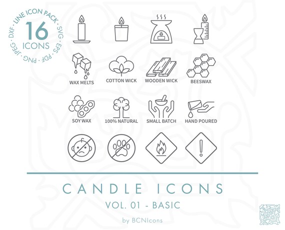 Candle Making Symbols Line Icon Pack Vol. 01 Basic SVG | Etsy