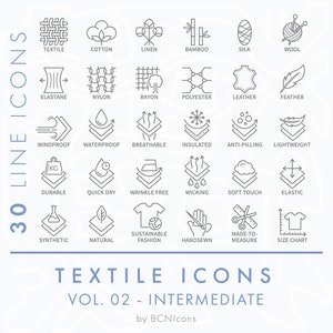 INTERMEDIATE PACK: Textile Symbols Vol. 02 Line Icons SVG, Tailor ...