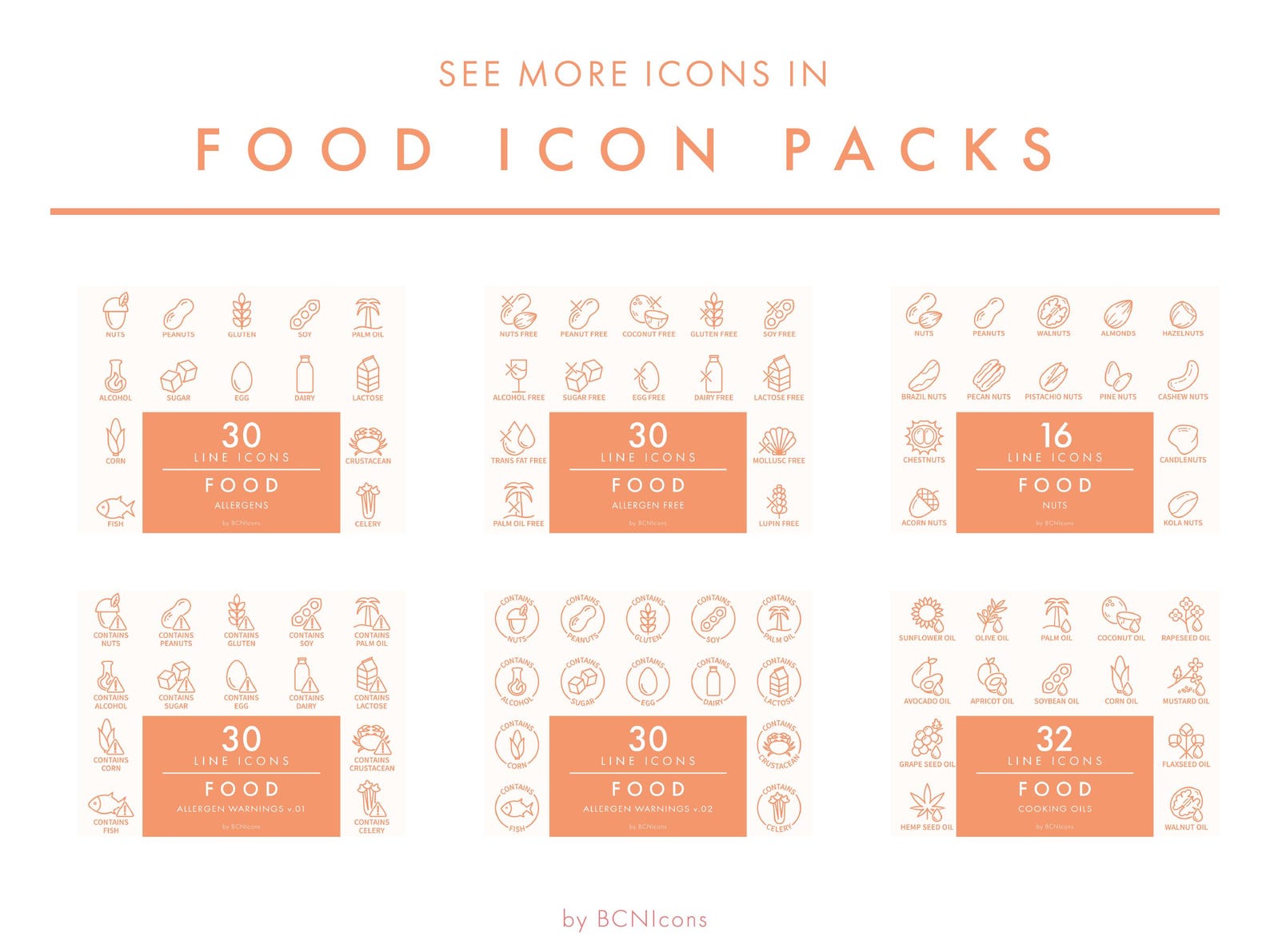 Contains Coconut Line Icon SVG, Minimalist Nut Food Allergens Packaging ...