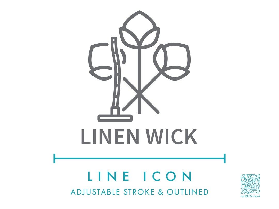 Linen Wick Line Icon SVG, Minimalist Wax Candle Packaging Clip Art PNG ...