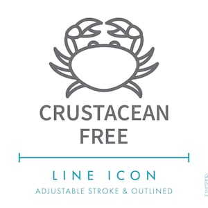 Crustacean Free Line Icon SVG, Minimalist Food Allergens Symbol Icon ...