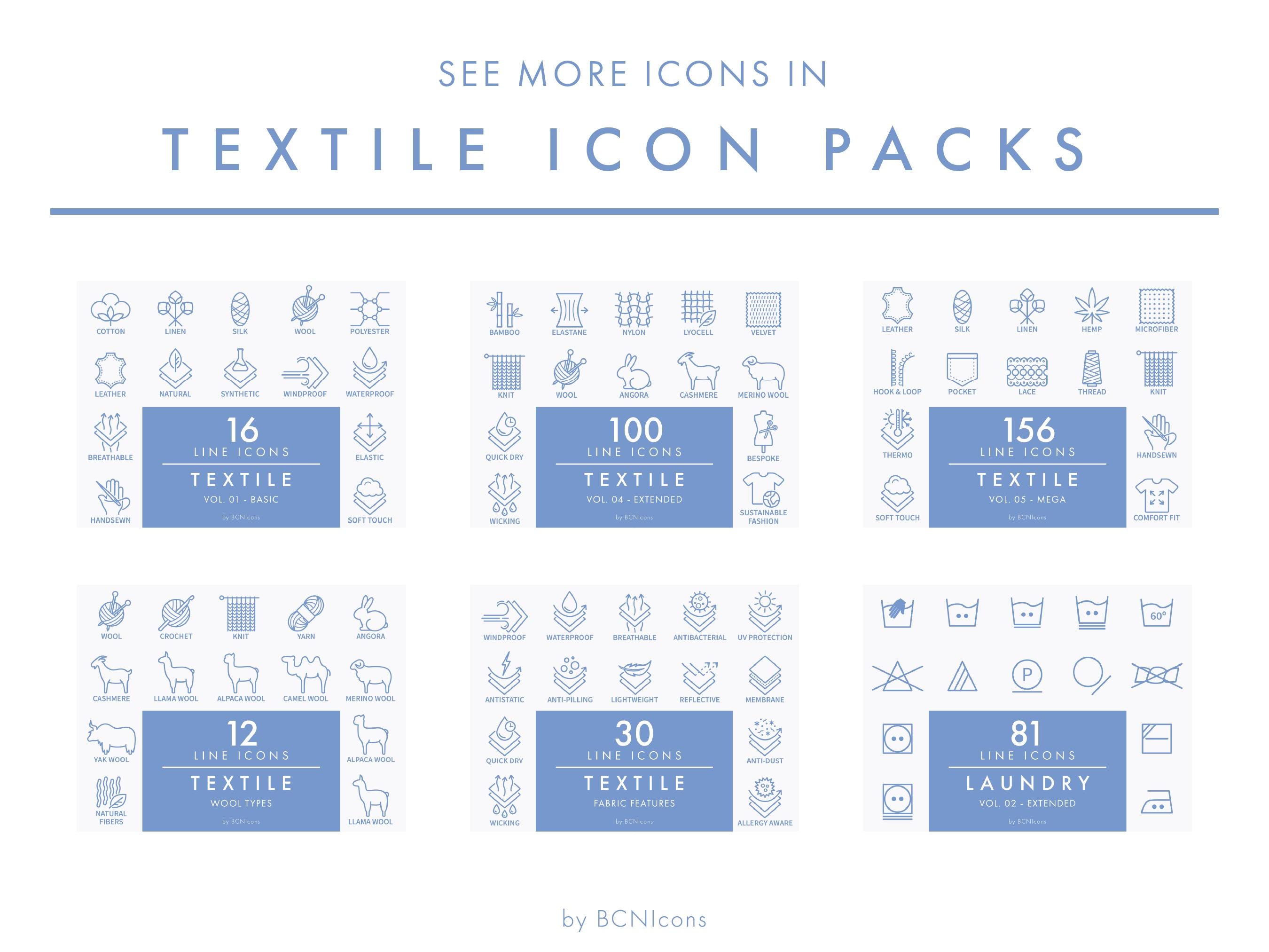 Textile Symbols Vol. 02 Intermediate Line Icons Pack SVG, Tailor Sewing ...