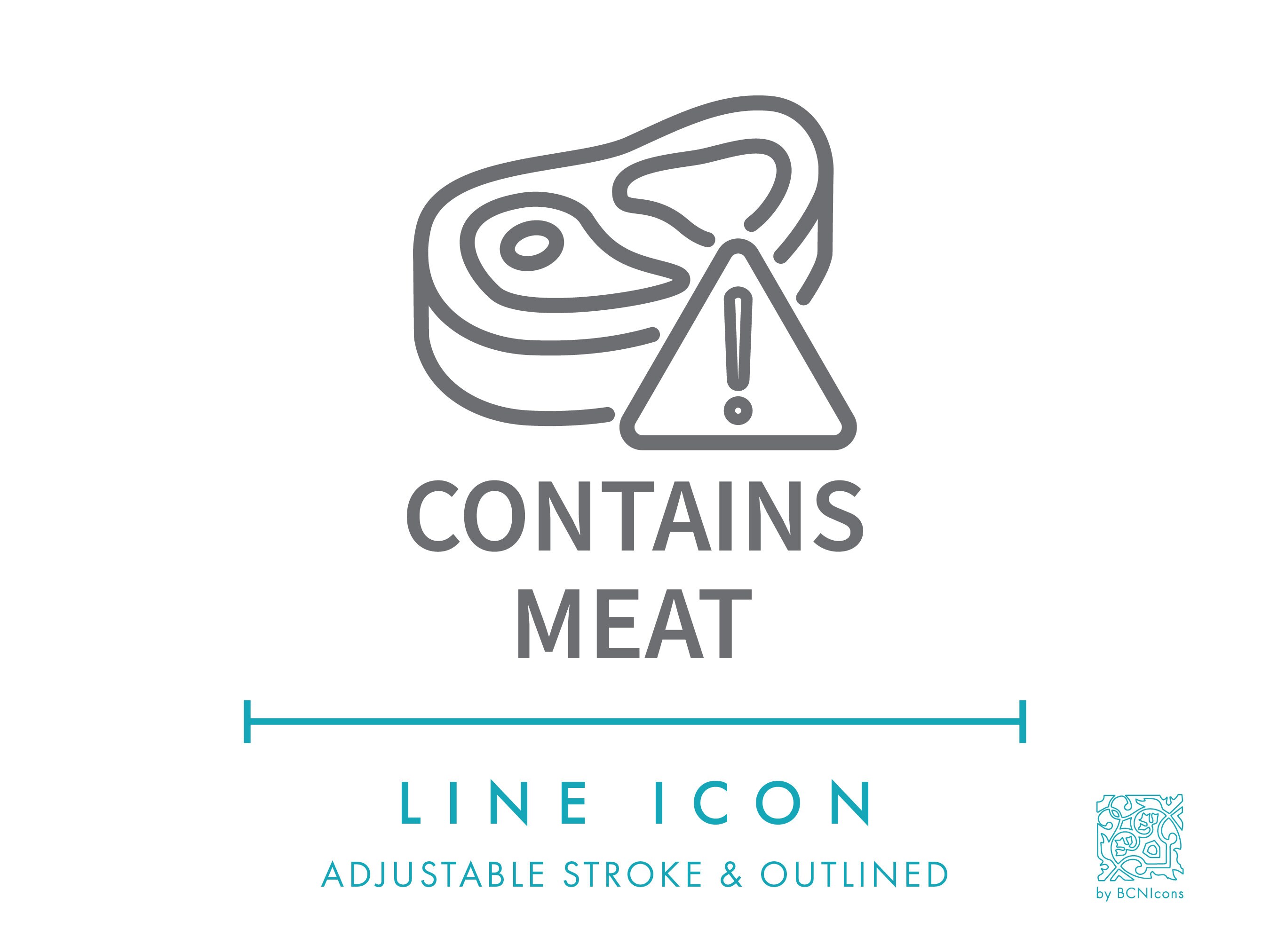 Contains Meat Nutrition Line Icon SVG Minimalist Food - Etsy