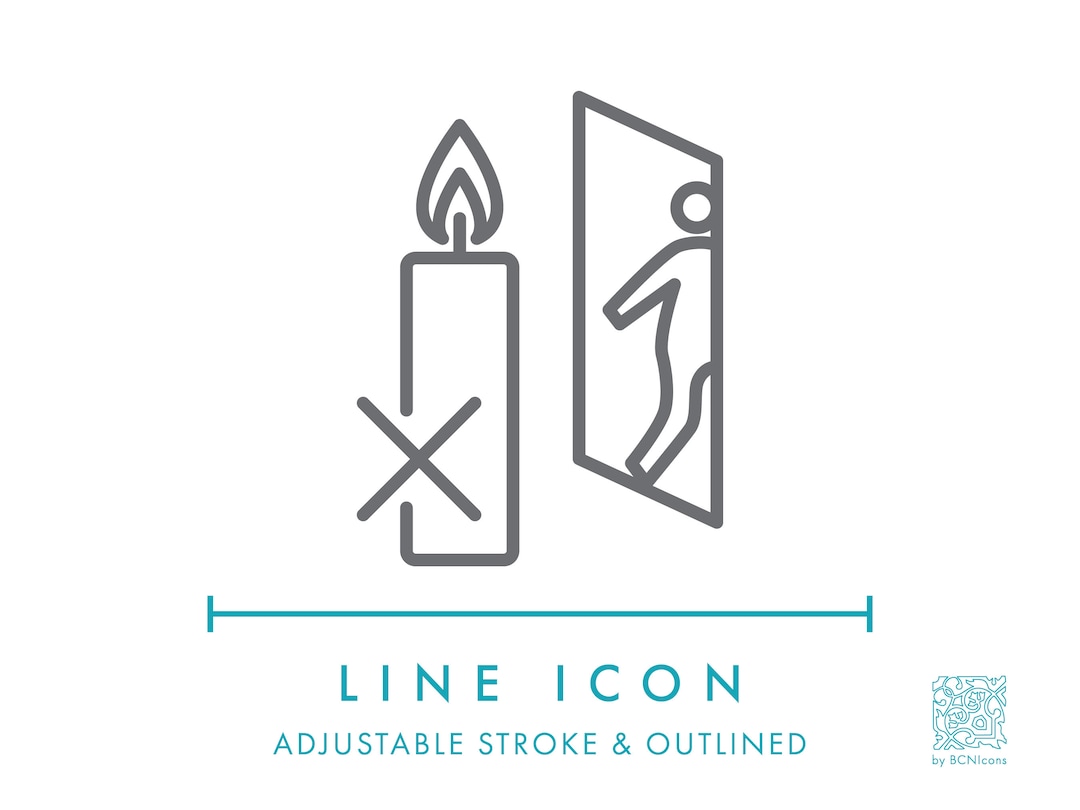Do Not Leave Candle Unattended Candle Safety Line Icon SVG, Fire Hazard ...