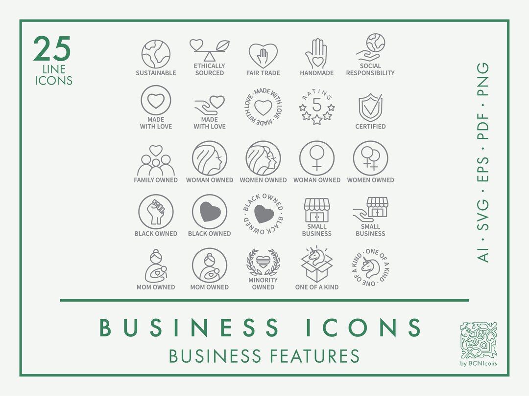 Business Features Symbols Line Icons Pack SVG Minimalist - Etsy