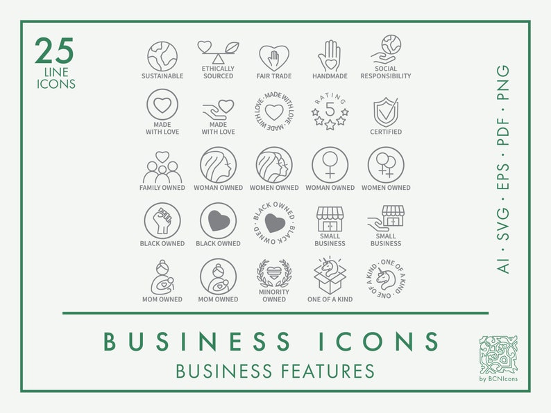 Business Features Symbols Line Icons Pack SVG Minimalist - Etsy