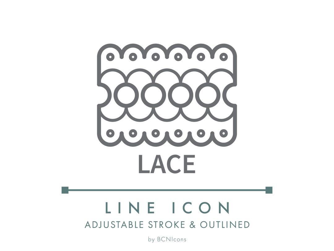 Lace Sewing Line Icon SVG, Sew Lace Trim Clothing Textile Logo PNG ...