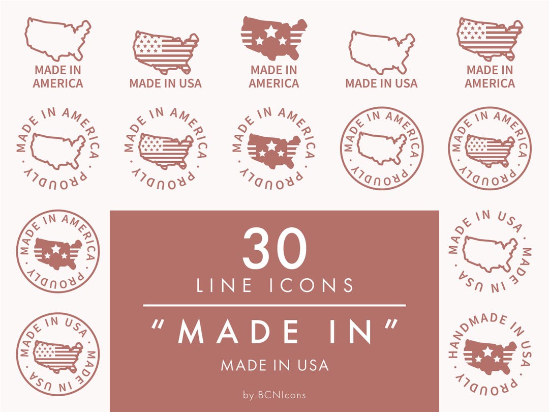MADE IN USA / America Made Line Icons Pack Svg, Minimalist Product ...