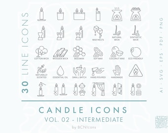 Candle Wax Types Symbols Line Icon Set SVG, Minimalist Candle Wax ...