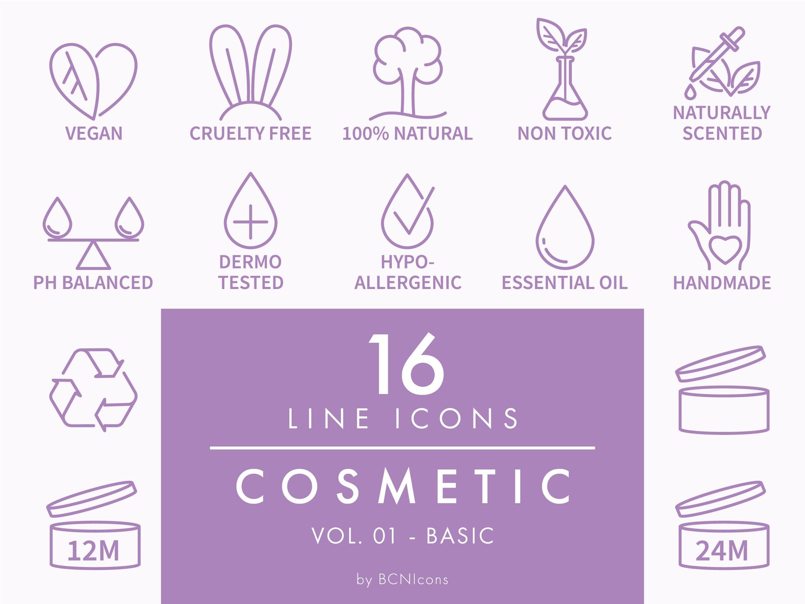 BASIC PACK: Cosmetics Packaging Symbols Vol. 01 Line Icon Vector SVG ...