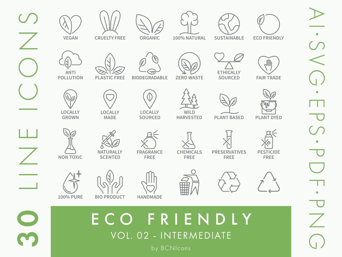 INTERMEDIATE PACK: Eco Friendly Line Icons Vol. 02 SVG, Minimalist ...