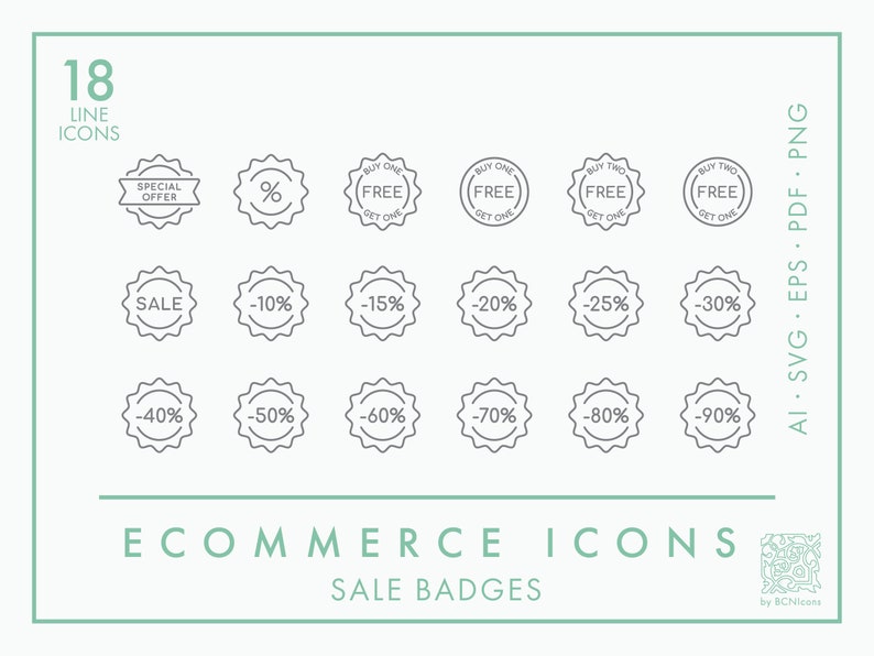 SALE BADGES Ecommerce Symbol Icon Pack SVG Minimalist - Etsy