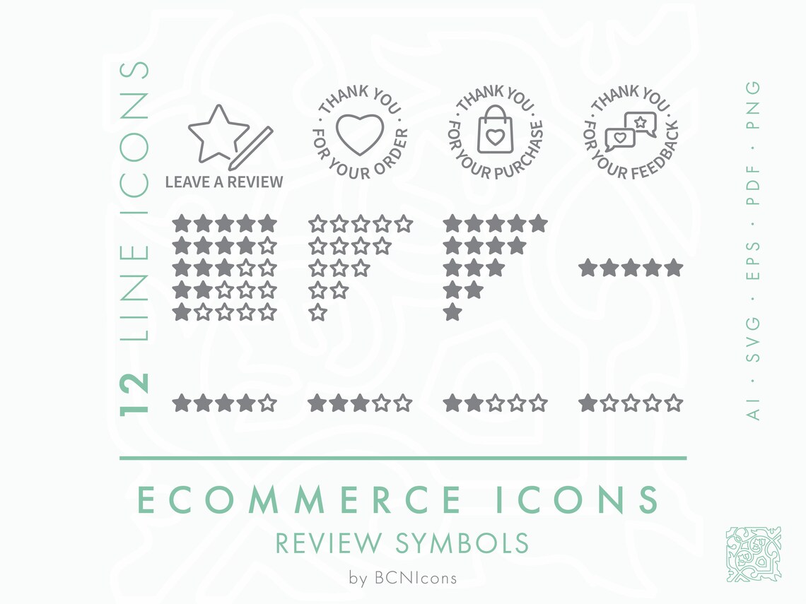 REVIEW SYMBOLS Ecommerce Line Icon Pack SVG Minimalist Online - Etsy