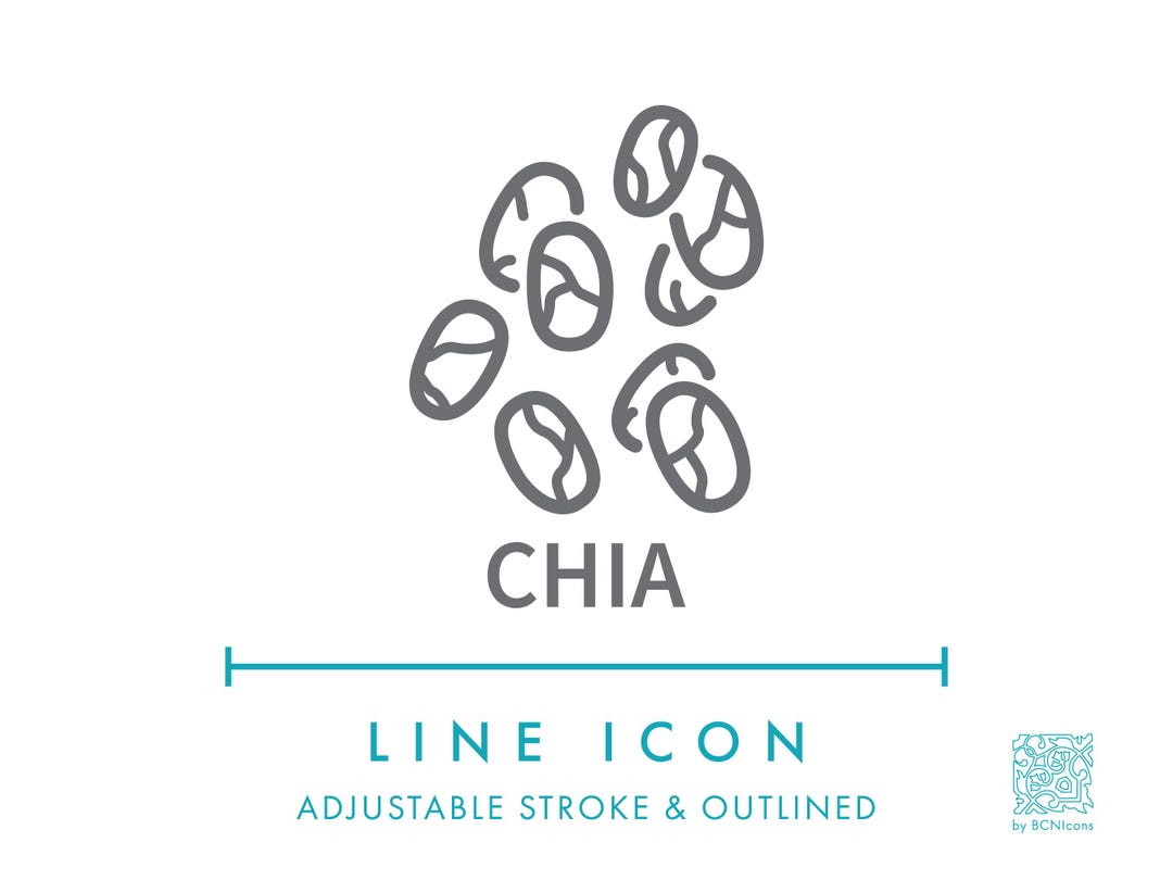 Chia Line Icon SVG, Minimalist Food Allergens Chia Seeds Free Symbol ...