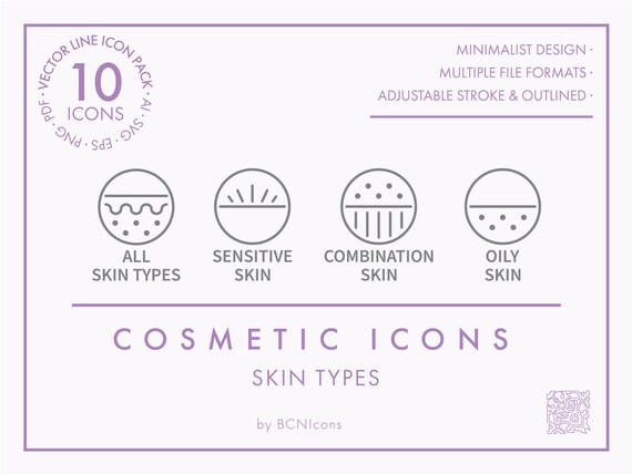 SKIN TYPES Cosmetic Icons SVG Symbols Pack Minimalist Skin - Etsy