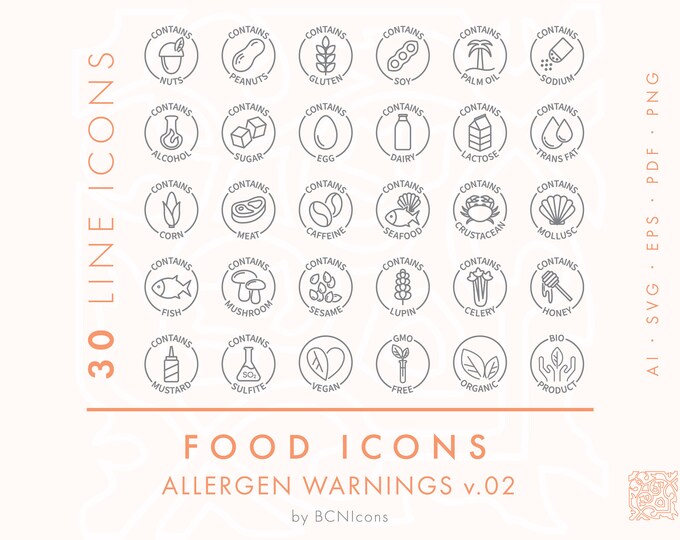 Allergen Labels, Small Food Labels, Allergy Labels, Peanuts Food Labels ...