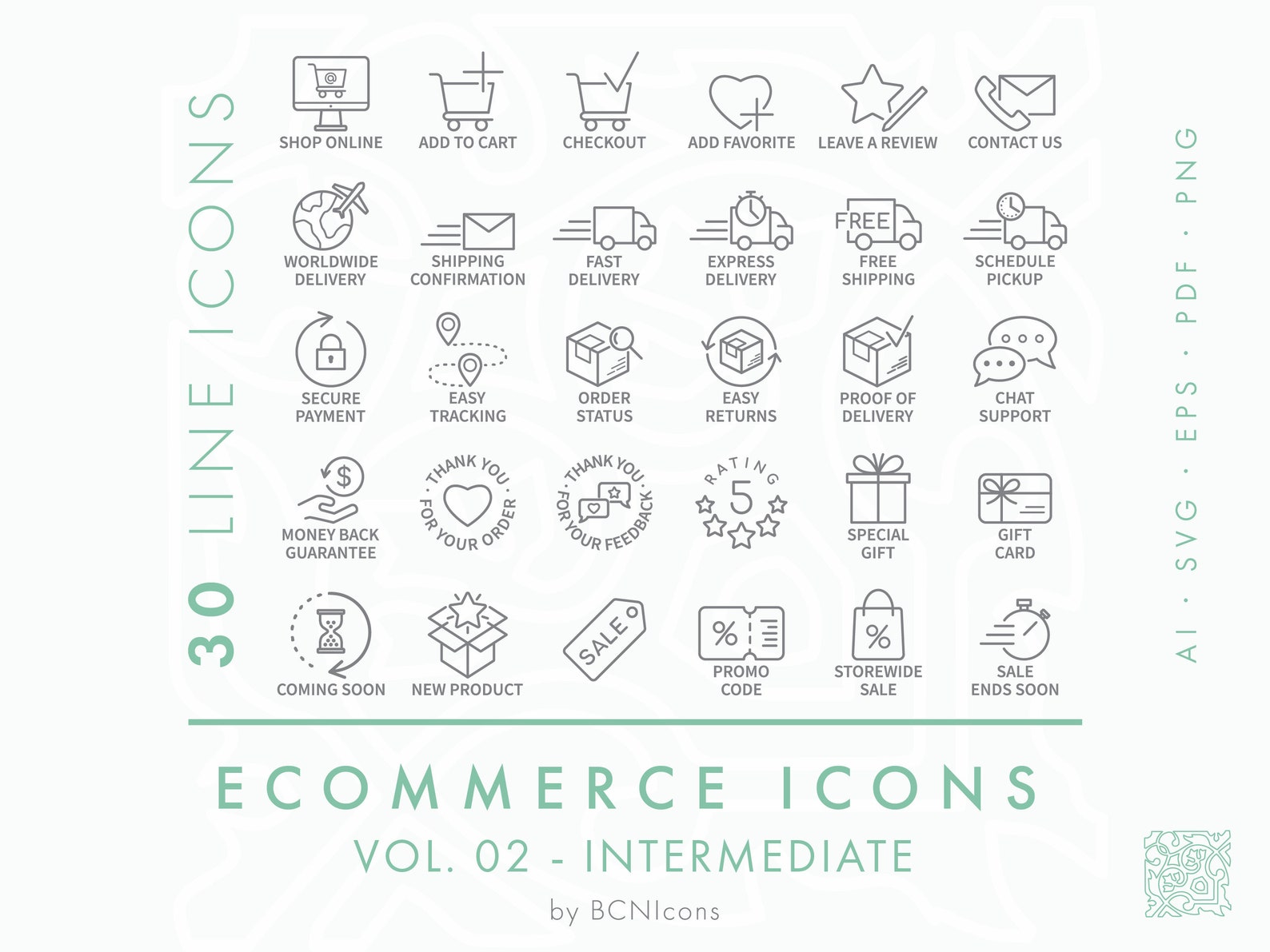 INTERMEDIATE PACK: Ecommerce Symbols Vol. 02 Pack SVG, Minimalist ...