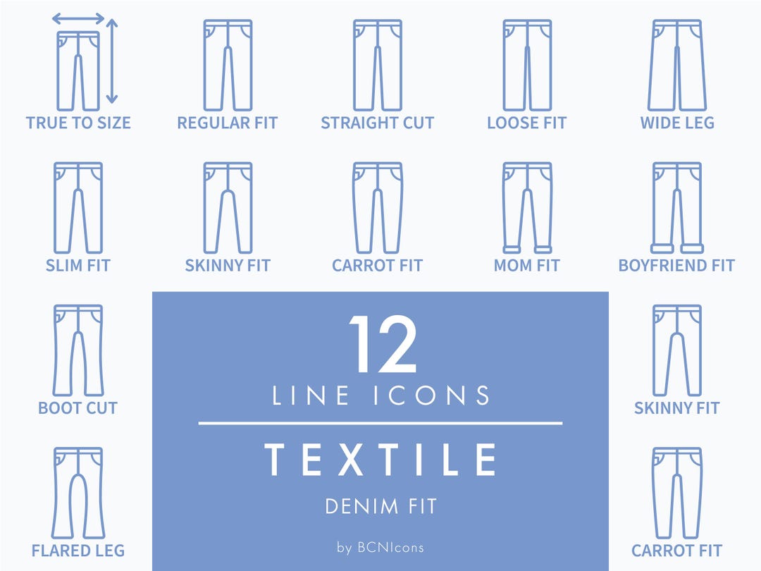 DENIM FIT Symbols Line Icons Pack SVG, Minimalist Textile Jean Pants ...