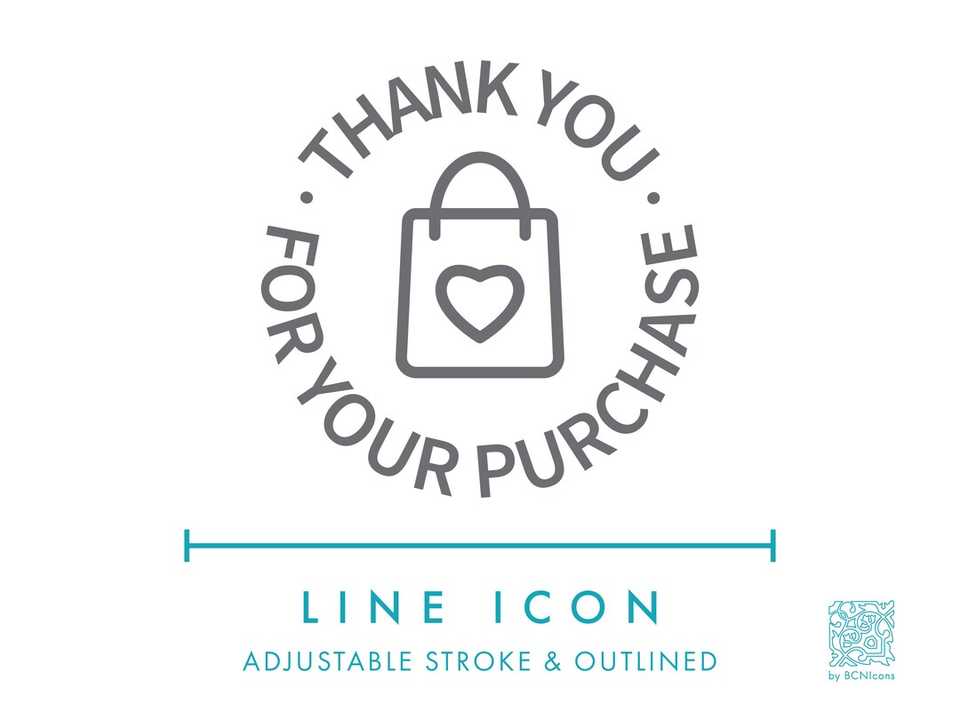 Thank You for Your Purchase Badge Ecommerce Line Icon SVG, Minimalist ...