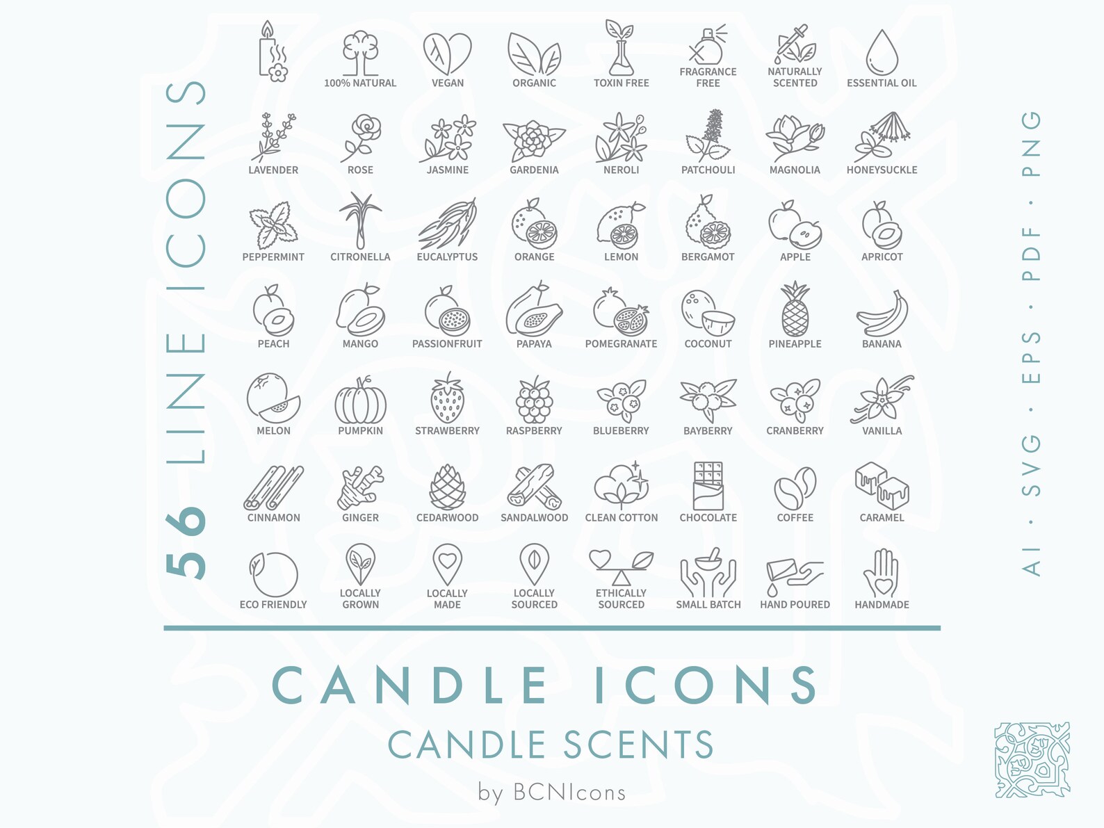 Candle Scents Candle Making Symbols Line Icons SVG, Candle Fragrance ...
