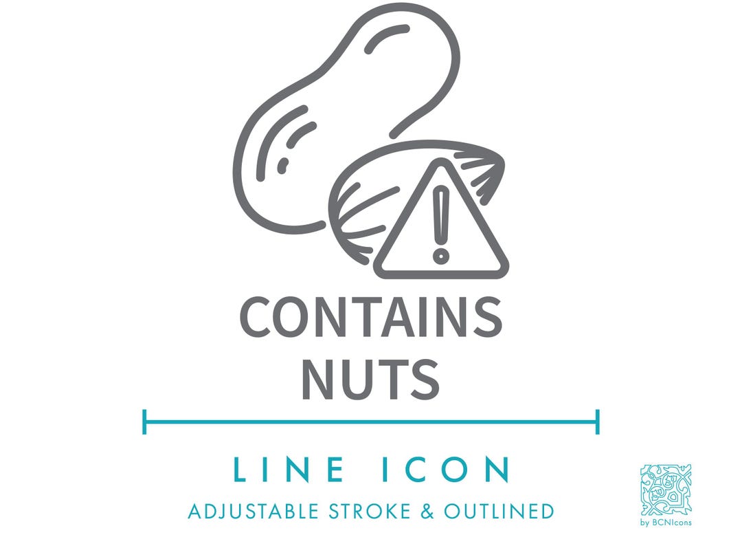 Contains Nuts Line Icon SVG, Minimalist Allergy Warning Food ...