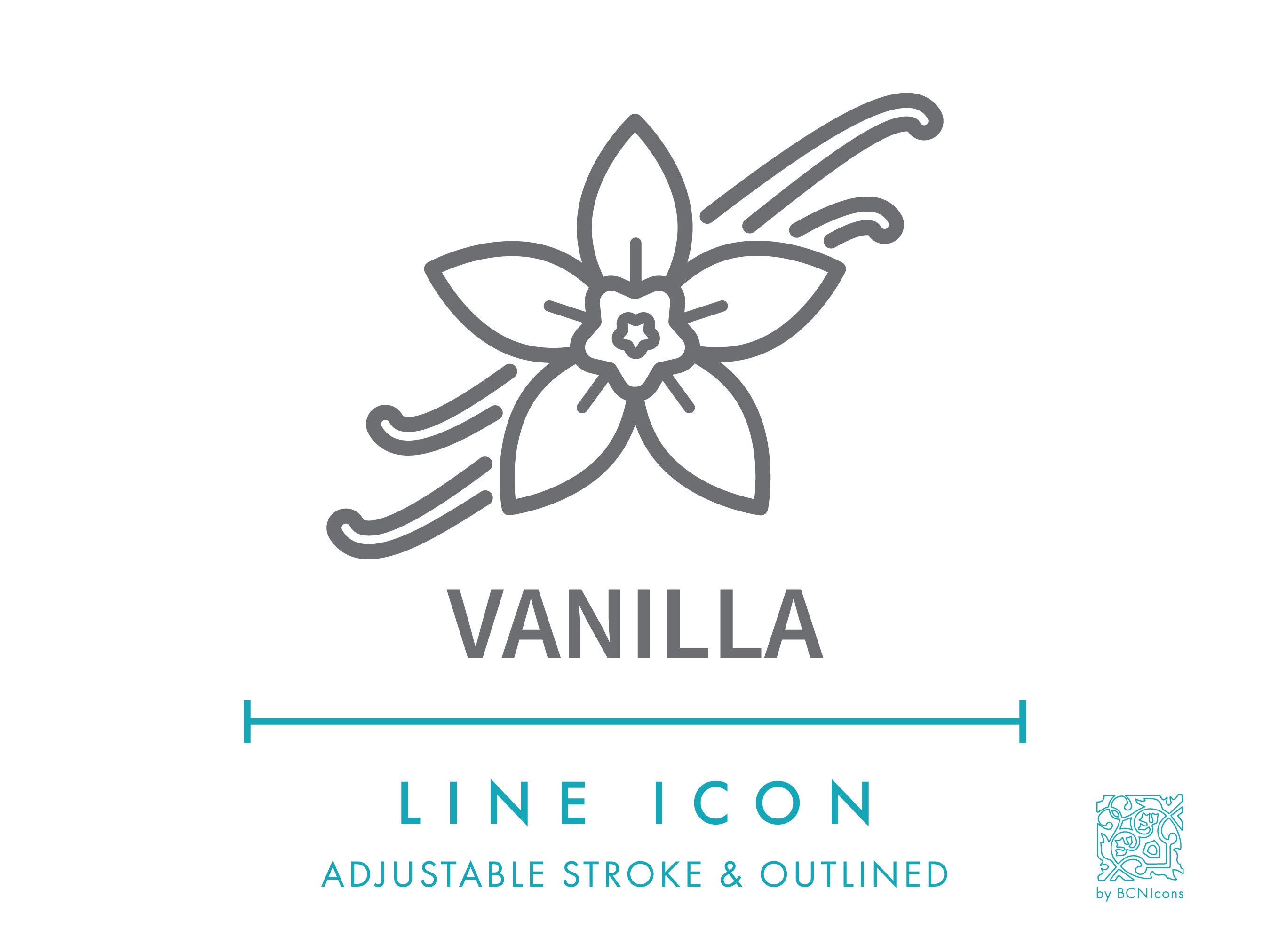 Vanilla Flower Fragrance Line Icon SVG, Vanilla Flavor Food Clipart PNG ...