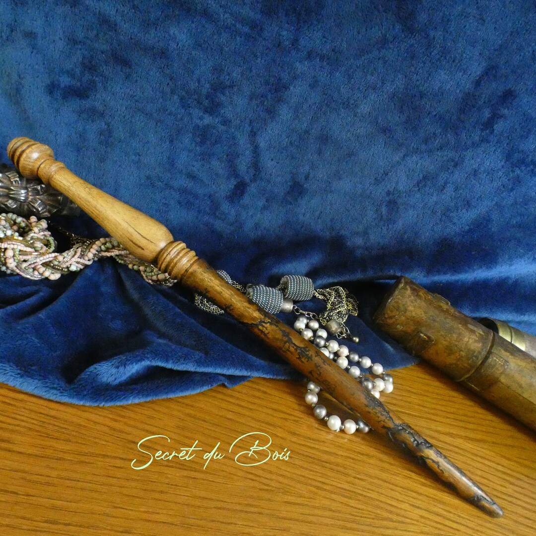 Acacia Wood Magic Wand With Its Scabbard, Hand-turned, Adorned With ...