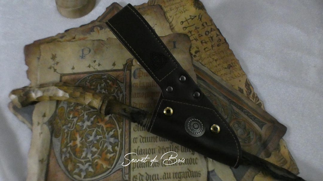 Magic Wand in Alder Wood With Its Scabbard, Turned, Carved and ...