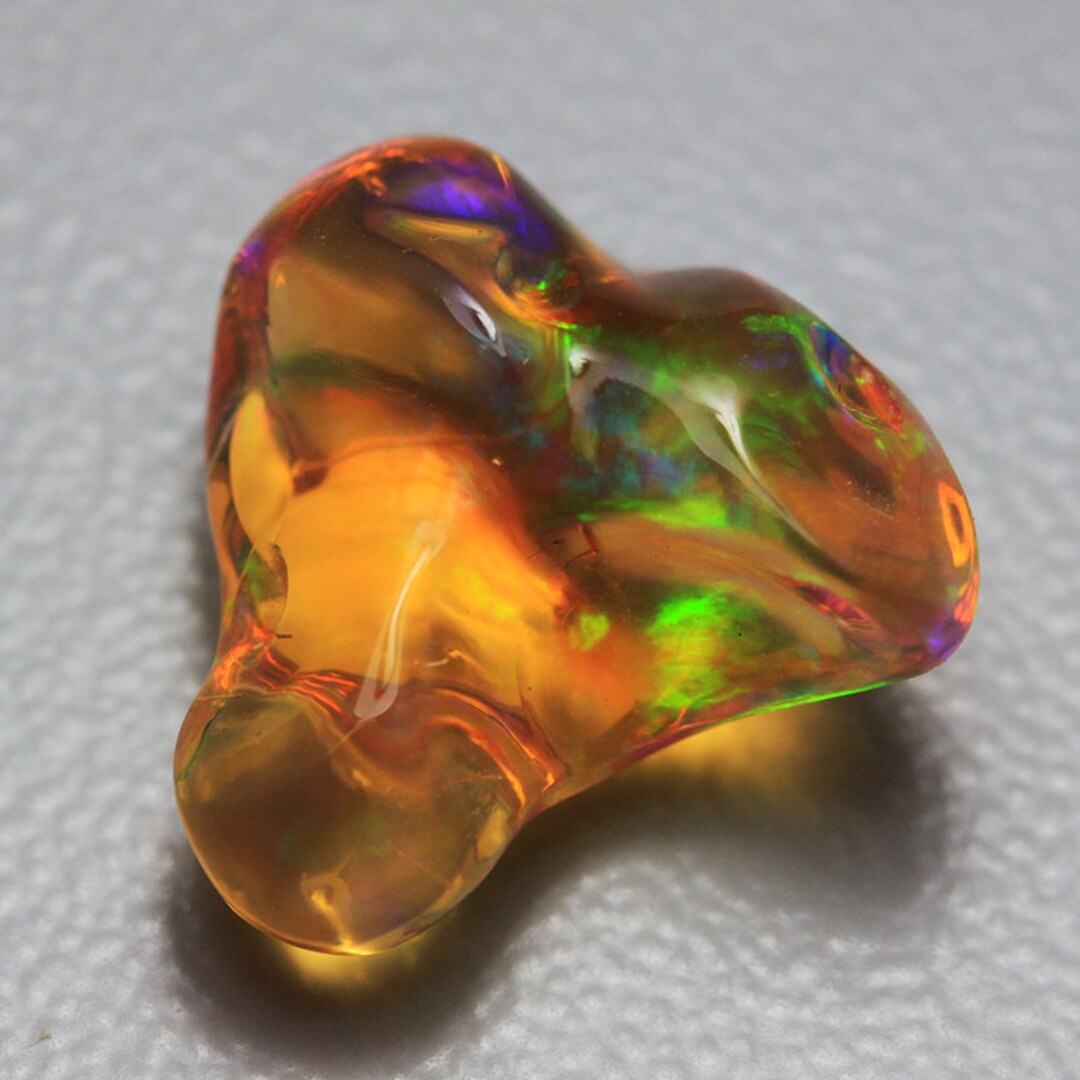 Natural Fire Opal | 5.55 Cts Tumbles Shape | Fire Opal Multicolors ...