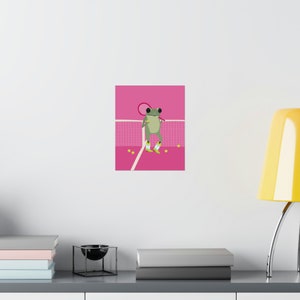 Cute Pink Tennis Poster Pink Frog Poster Tennis Design Poster Frog ...