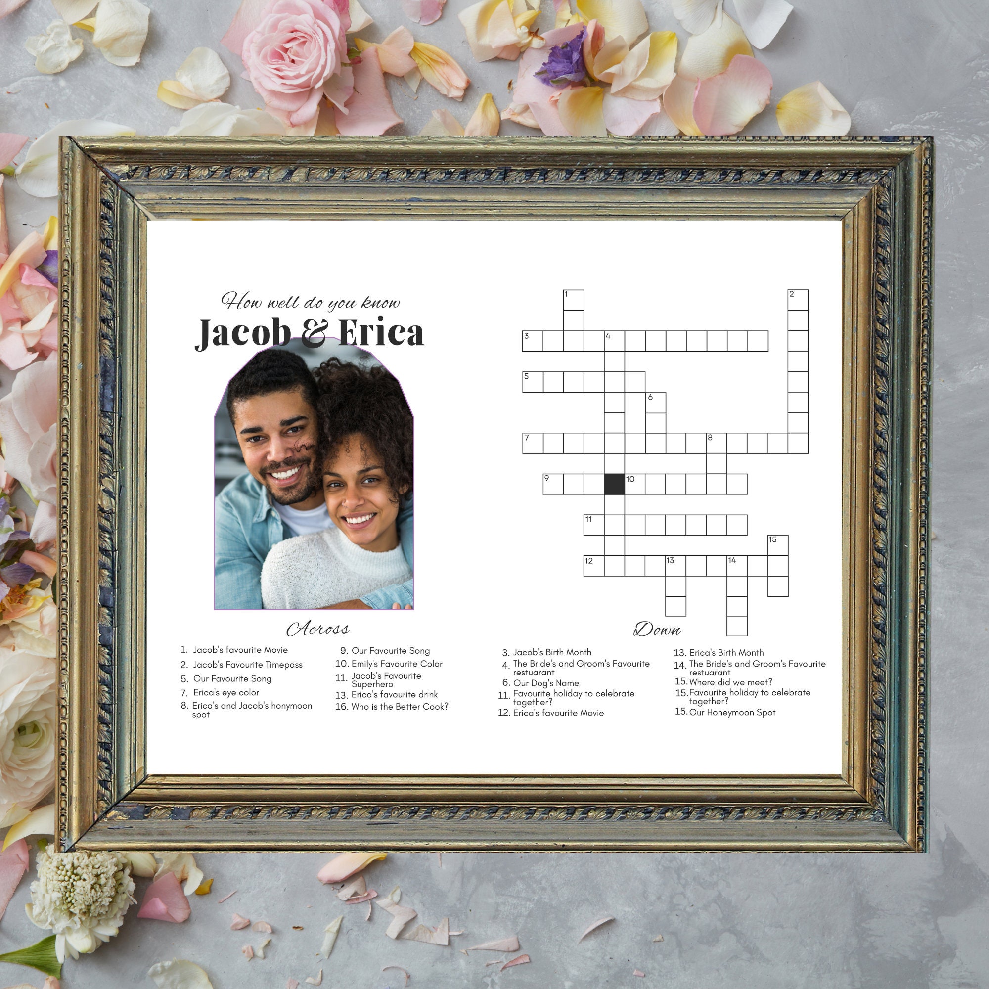 Custom Wedding Sign Crossword Puzzle Canva Template, Bridal Shower ...