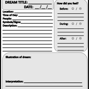 Dream Journal - Printable - Weekly Personal Dream Journal Template With ...