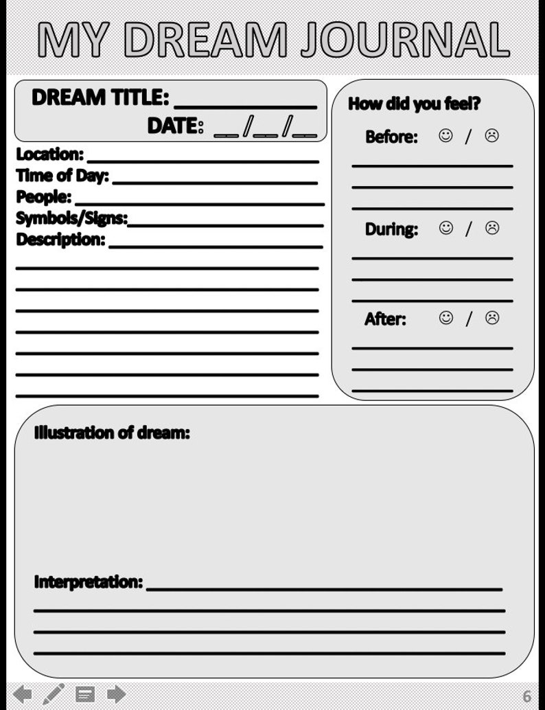 Dream Journal - Printable - Weekly Personal Dream Journal Template With ...