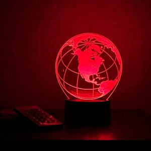 Globe Acrylic Night Light/world Map Nightlight/north America LED Lamp ...