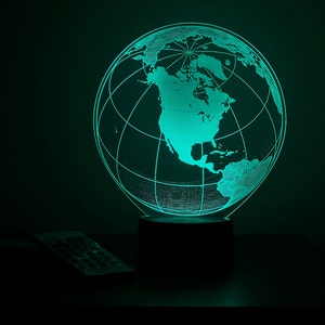 Globe Acrylic Night Light/world Map Nightlight/north America LED Lamp ...