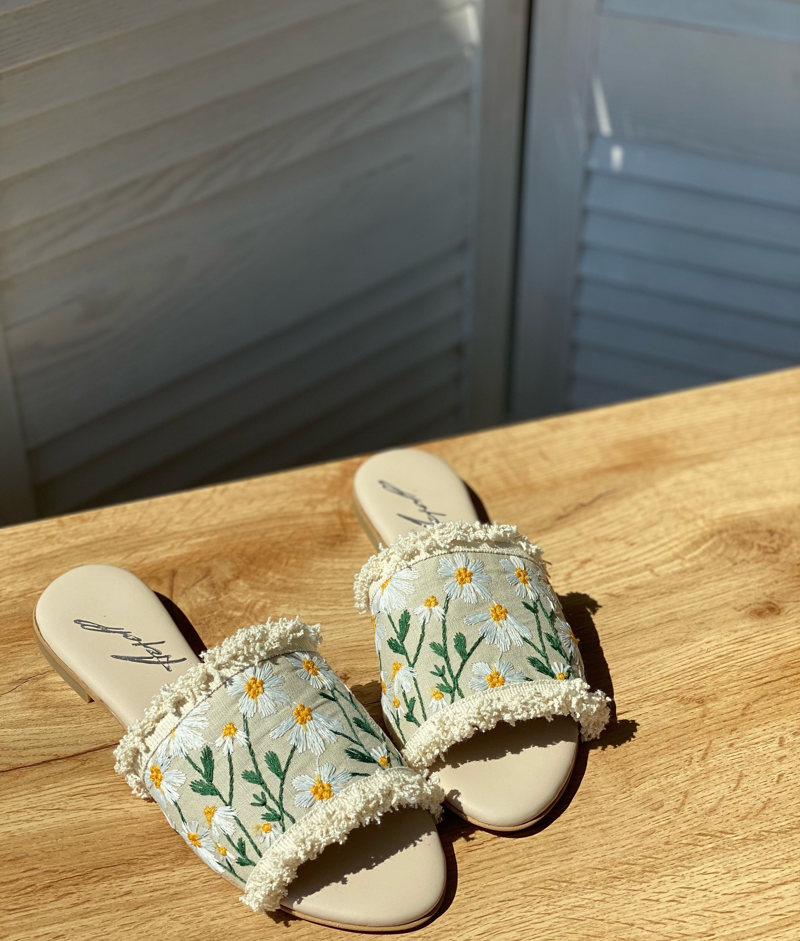 Flower Print Summer Slides With Leather Insole - Etsy