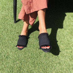 Super Soft Leather and Textile Slides, Boho Chic Sandals - Etsy