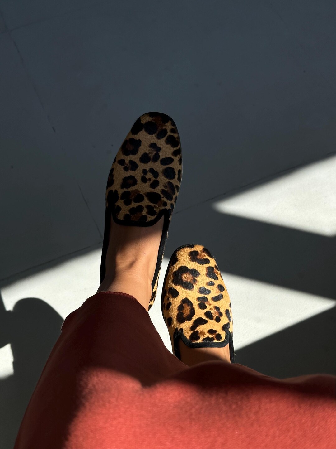 Leopard Print Calf Hair Slippers - Etsy