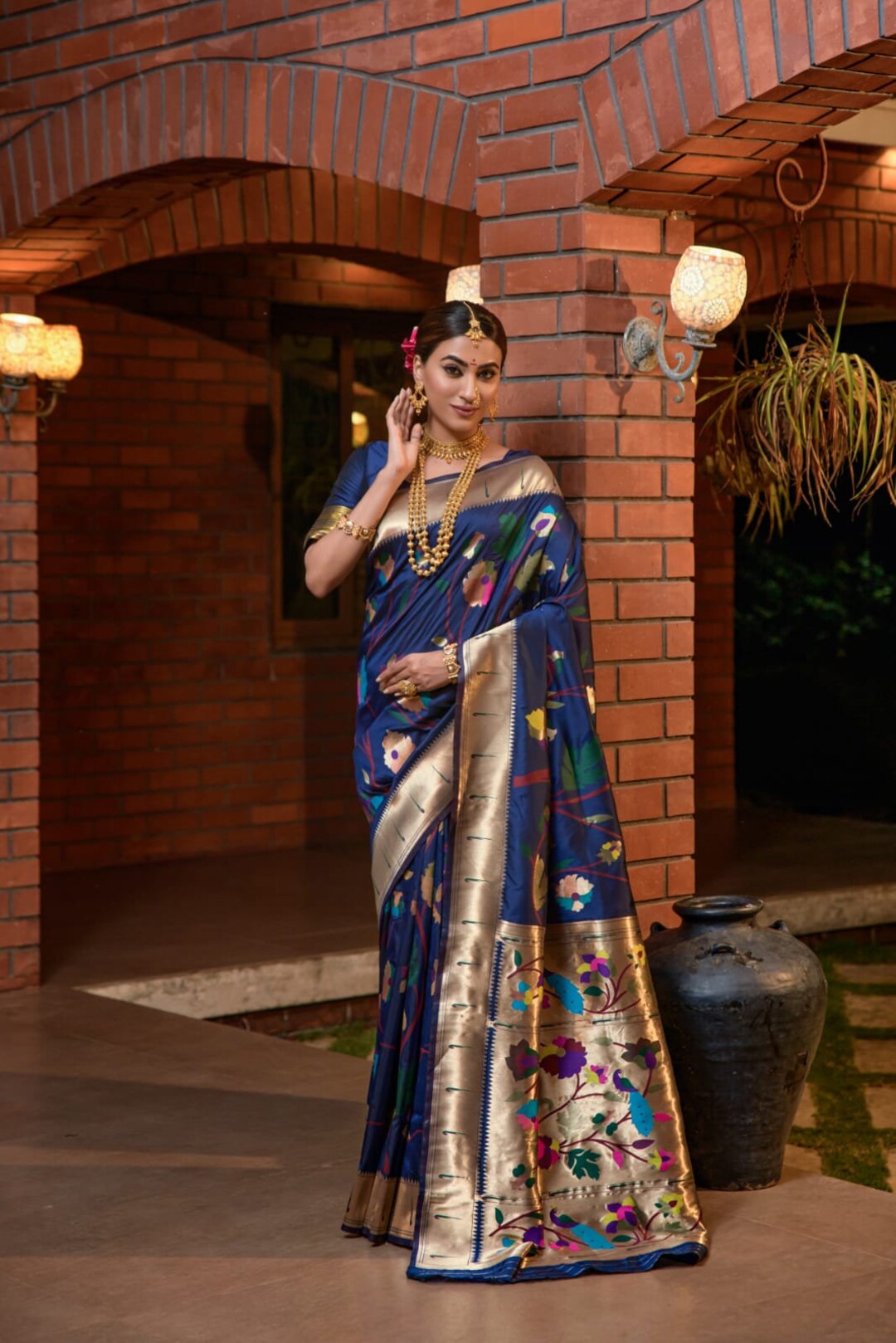 Soft Heavy Silk Paithani Saree With Contrast Blouse Latest Banarasi ...