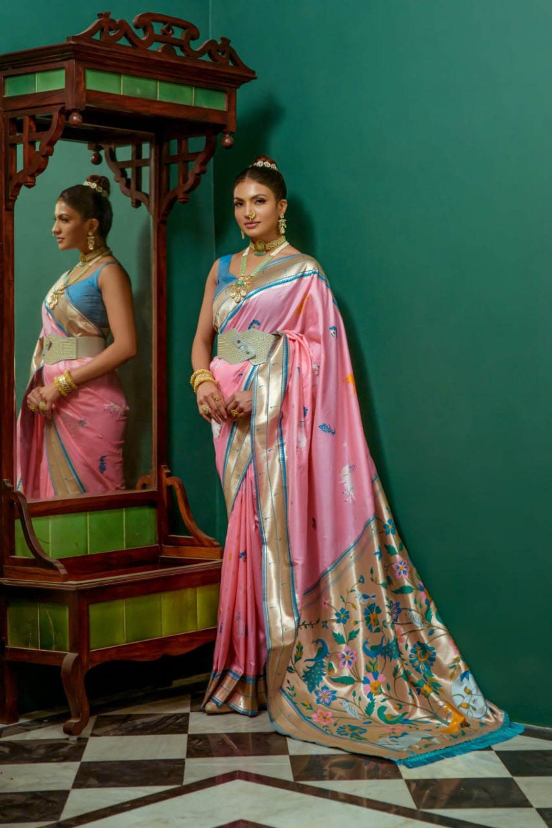 Paithani Latest Pink Saree Exclusive New Designer Traditional Marathi ...