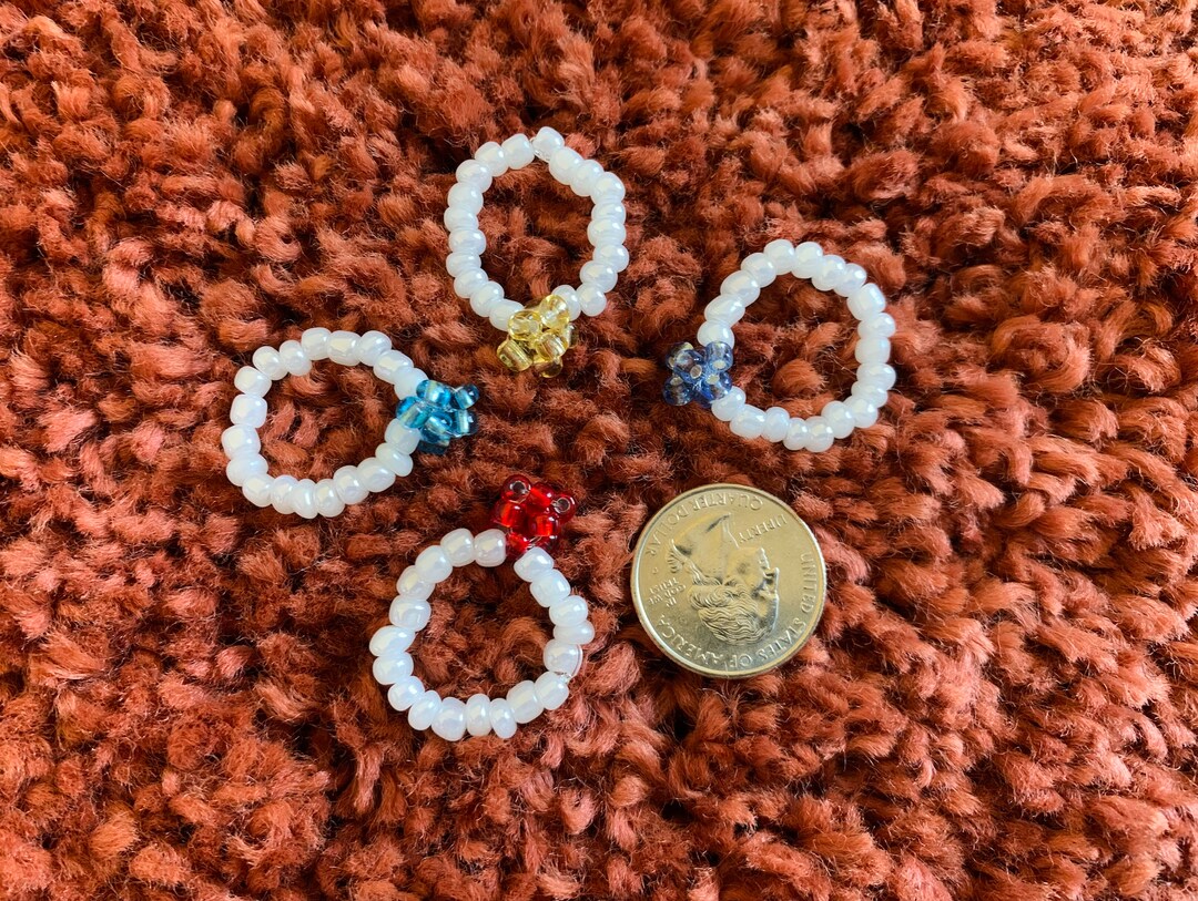 Glass Bead Ring,delicate Ring, Beaded Ring With Colorful Bead,stackable ...