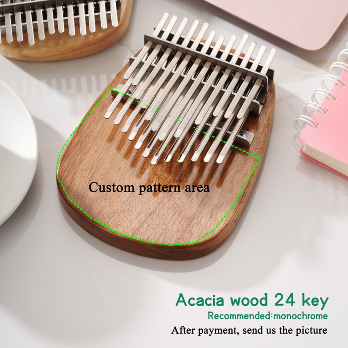 DIY Kalimba 24 Key Customized Pattern Text Kalimbas Body | Etsy