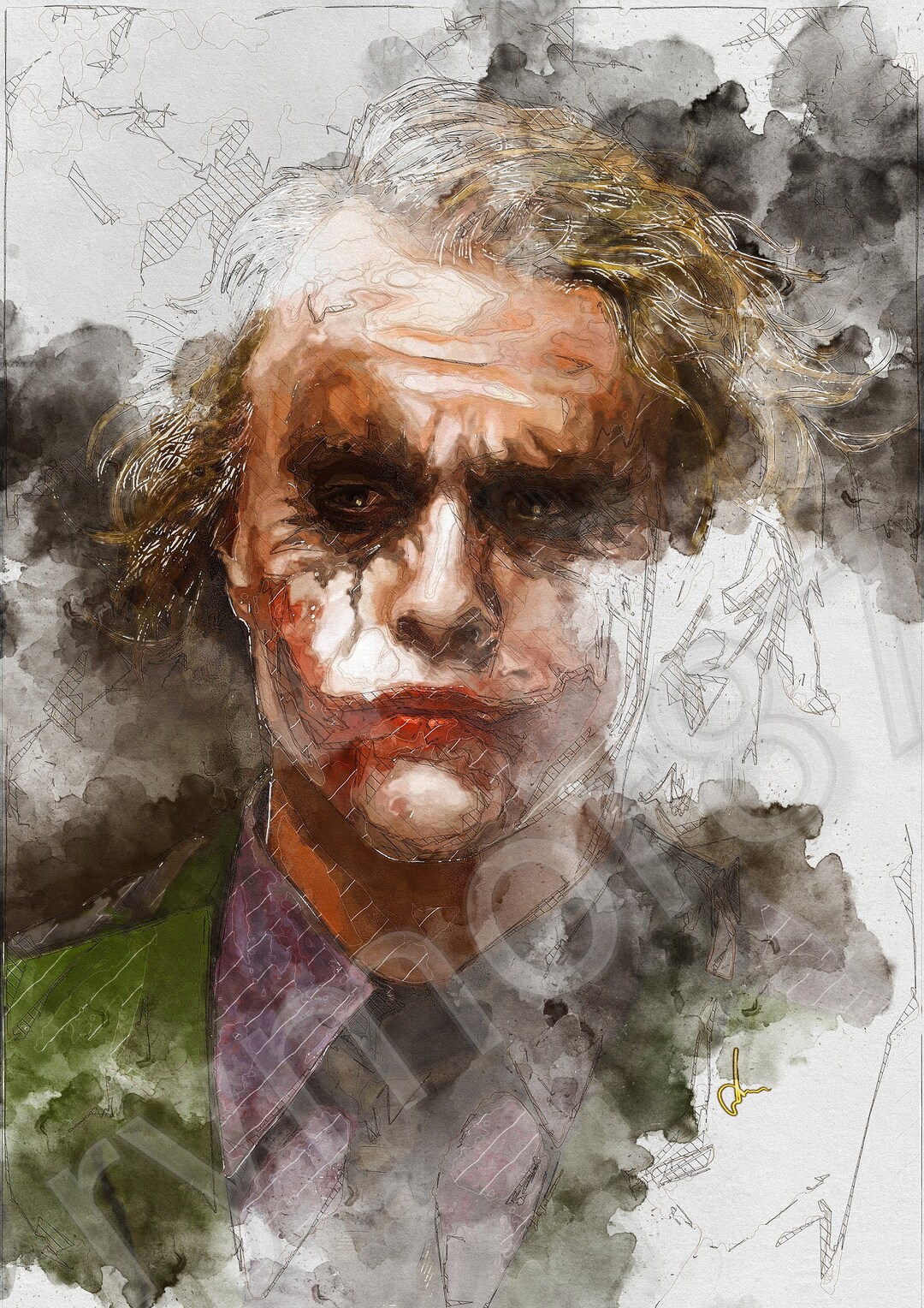 Heath Ledger Joker, Dark Knight, Digital Print, Wall Art, Joker - Etsy