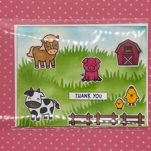 Thank You Farm Animal Handmade Card - Etsy