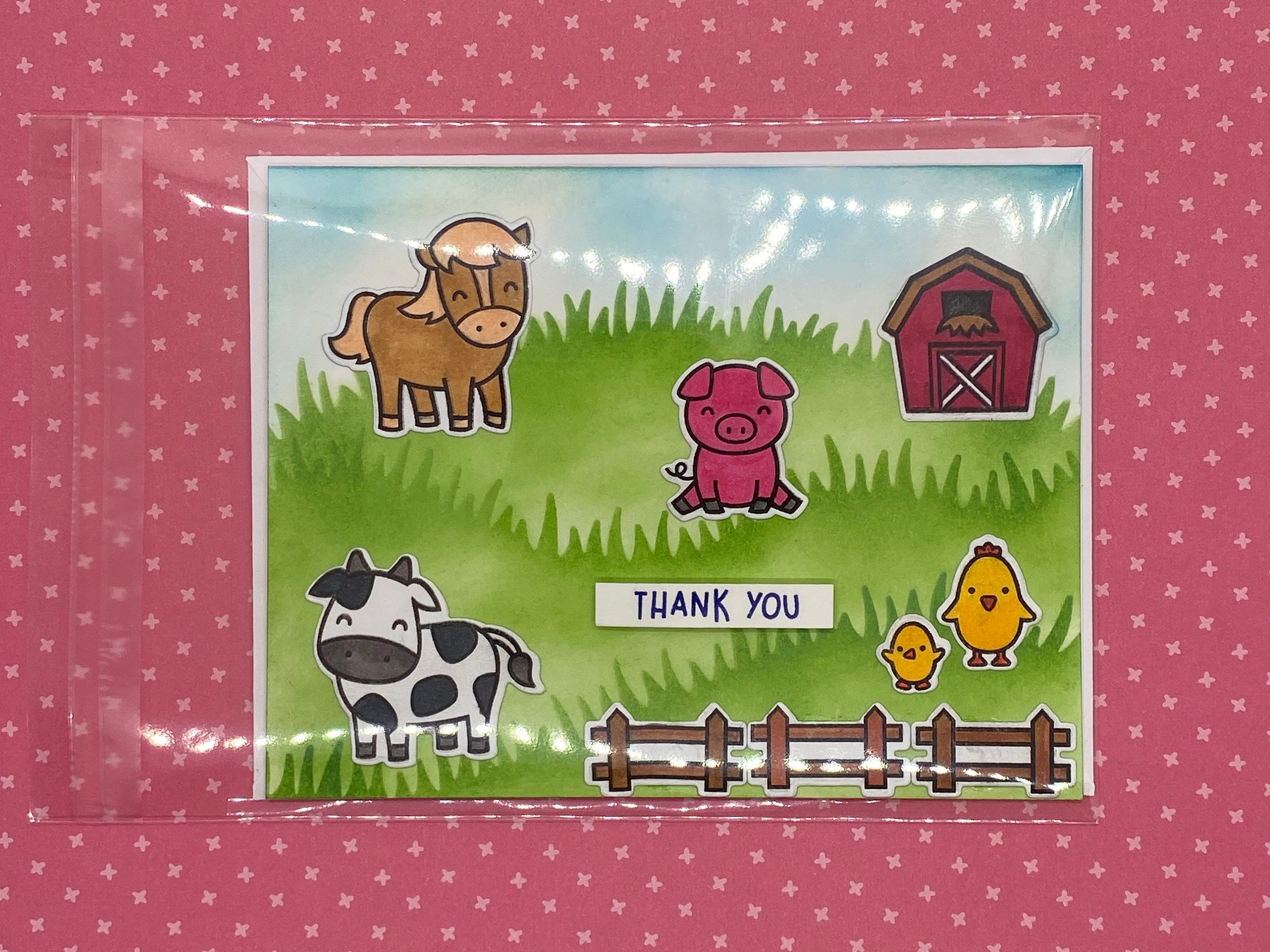 Thank You Farm Animal Handmade Card - Etsy