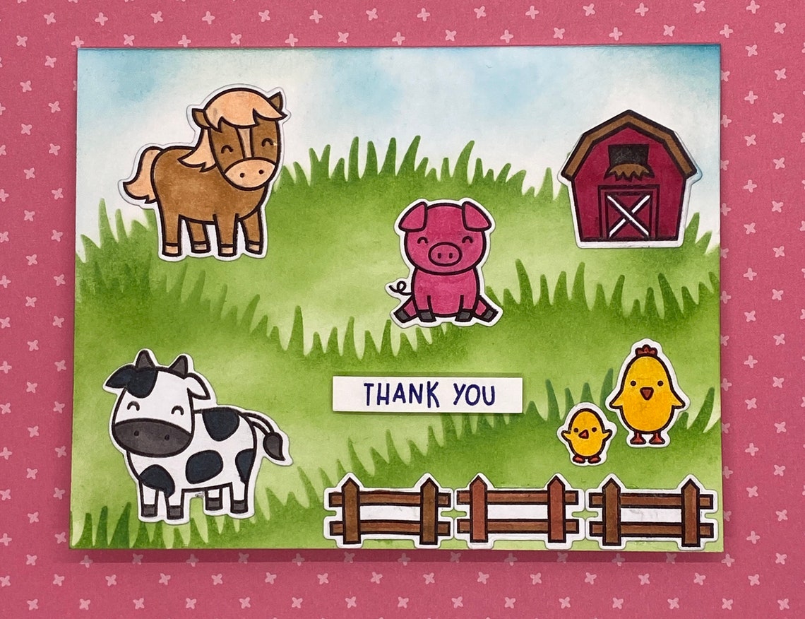 Thank You Farm Animal Handmade Card - Etsy.de