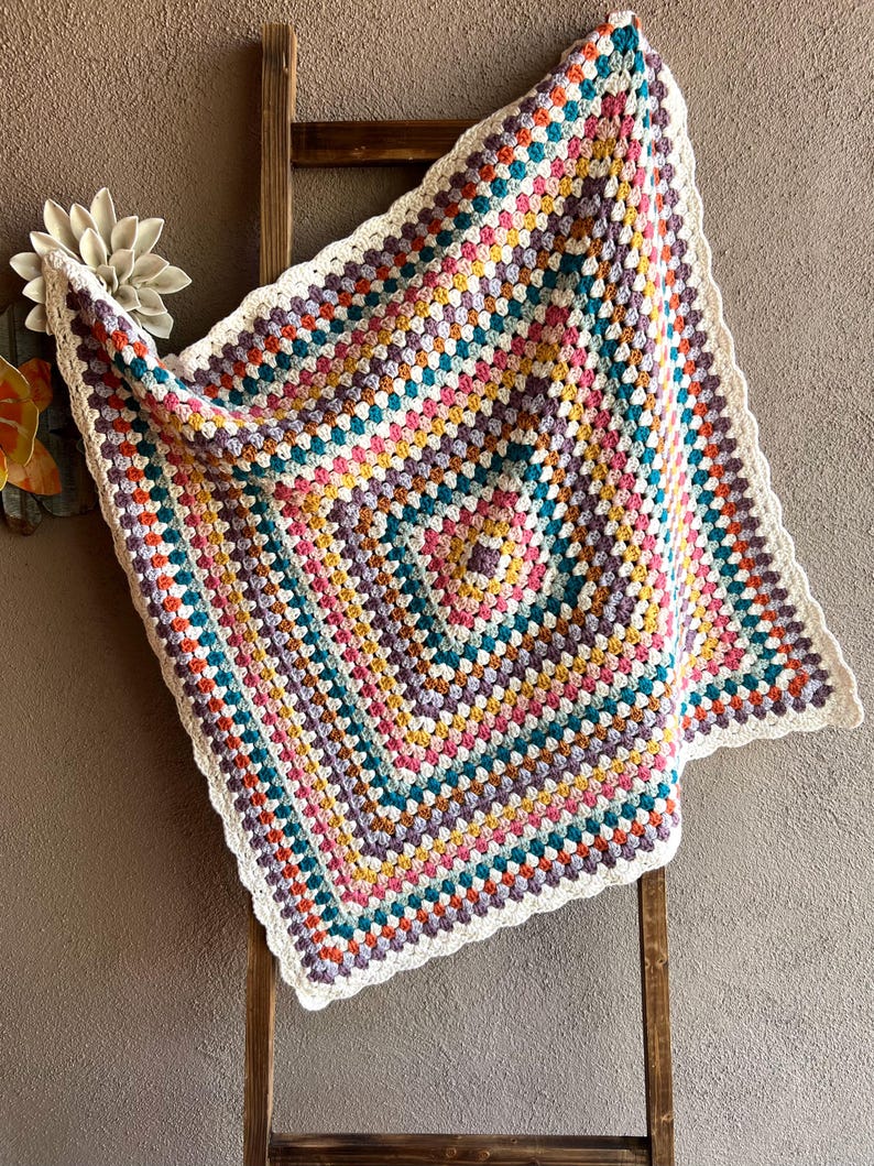 Continuous Granny Square Baby Blanket/afghan Modern and Fun 100% Cotton ...